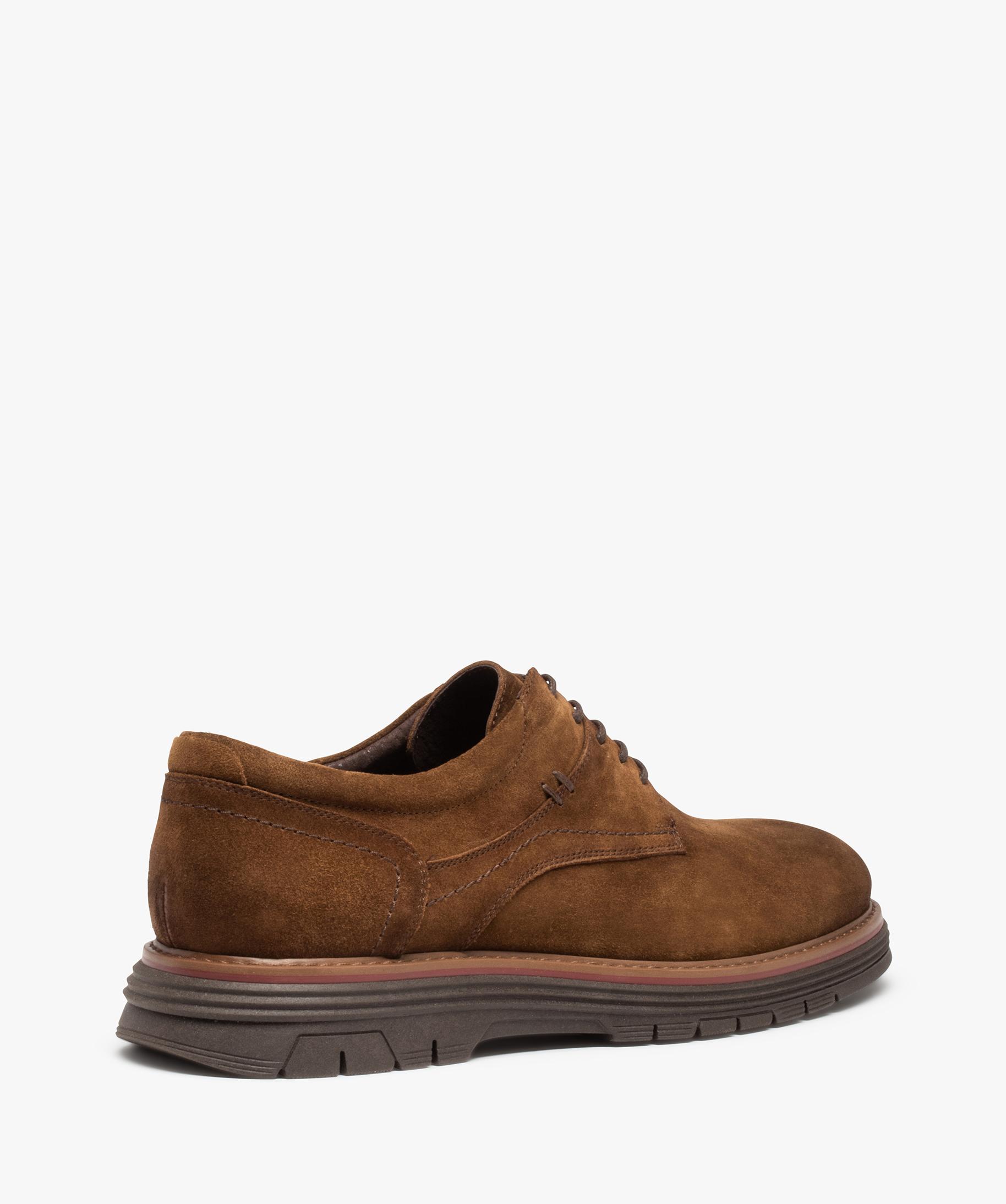 Derbies homme dessus cuir uni à lacets – Tanéo marron | GEMO