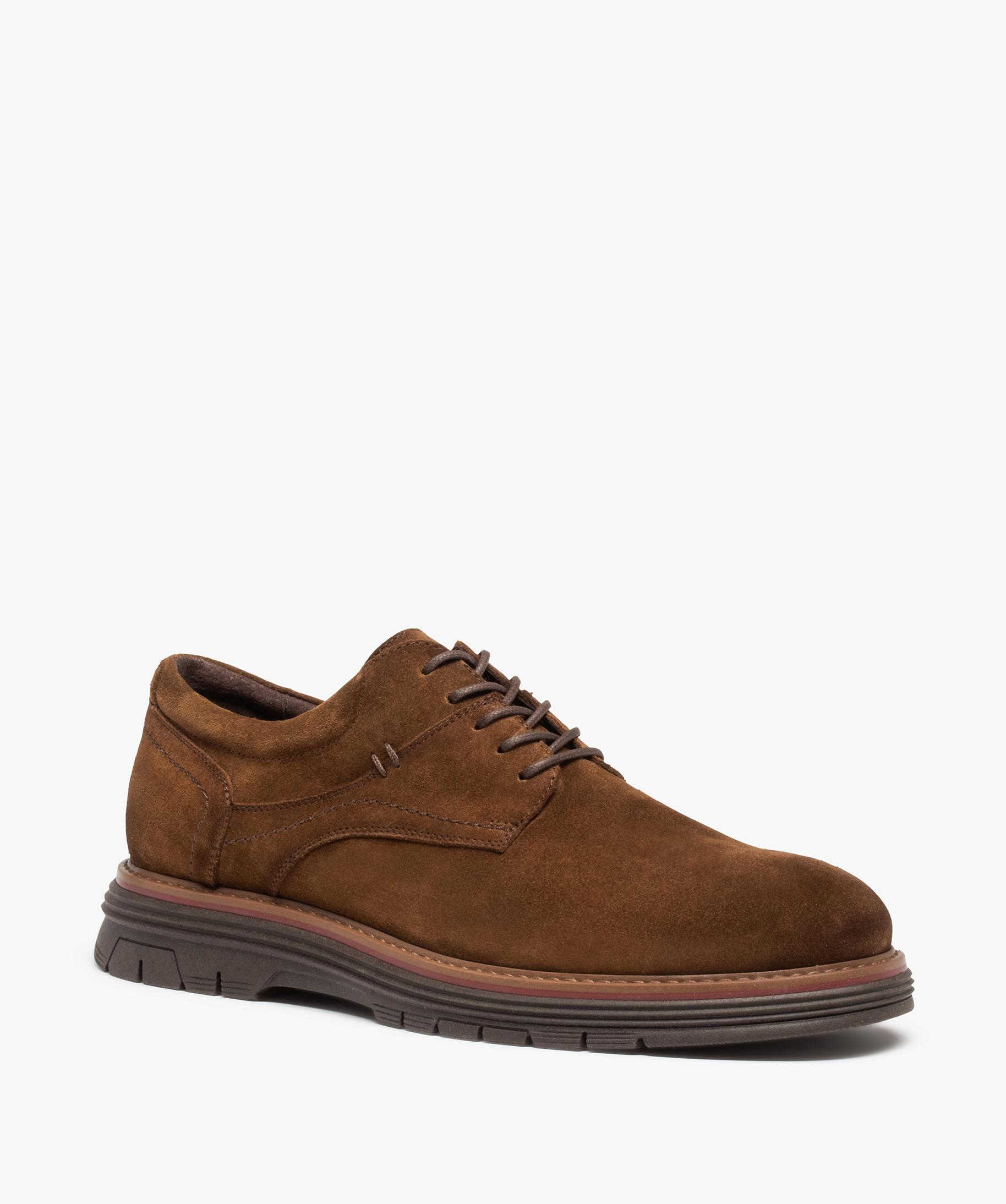 Derbies homme dessus cuir uni à lacets – Tanéo marron | GEMO