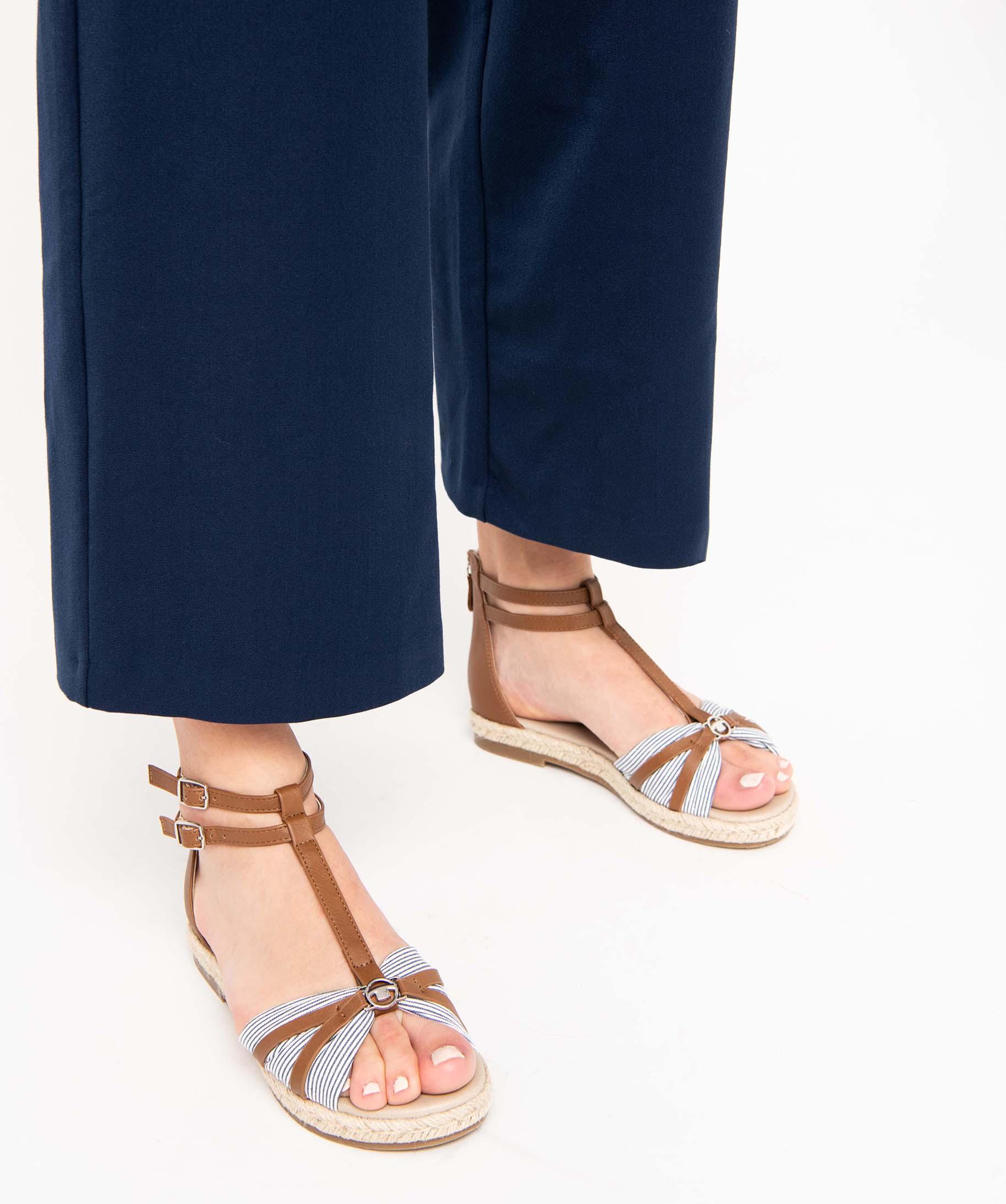 Sandales femme à talon plat et tige montante – Tom Tailor marine | GEMO