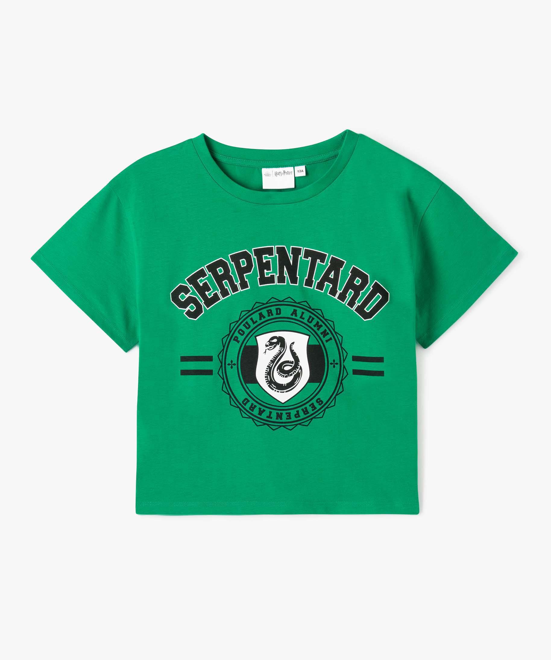 Tee-shirt fille coupe courte avec motif Serpentard - Harry P... vert | GEMO