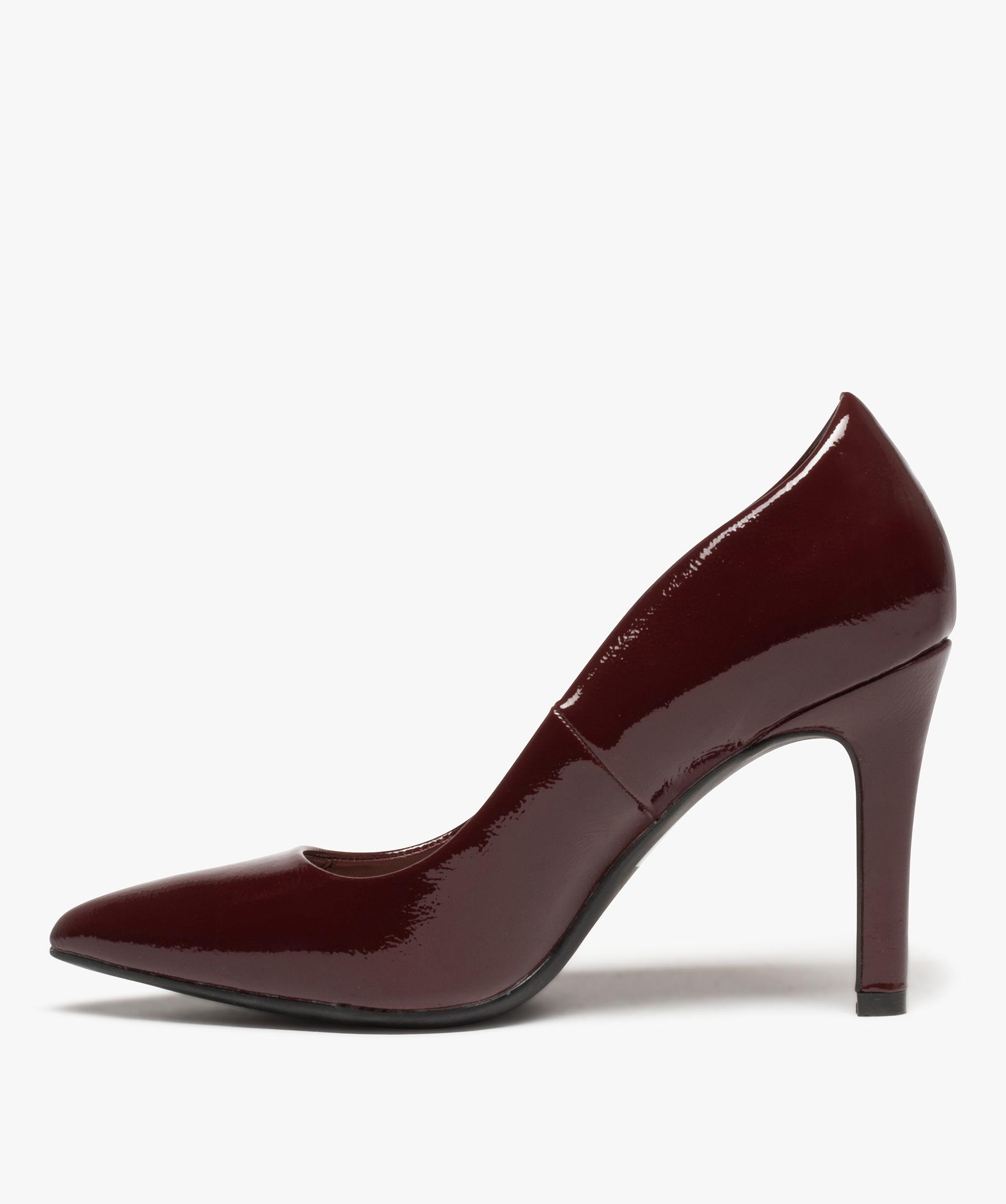 Escarpins femme vernis à talon aiguille et bout pointu rouge fonce | GEMO