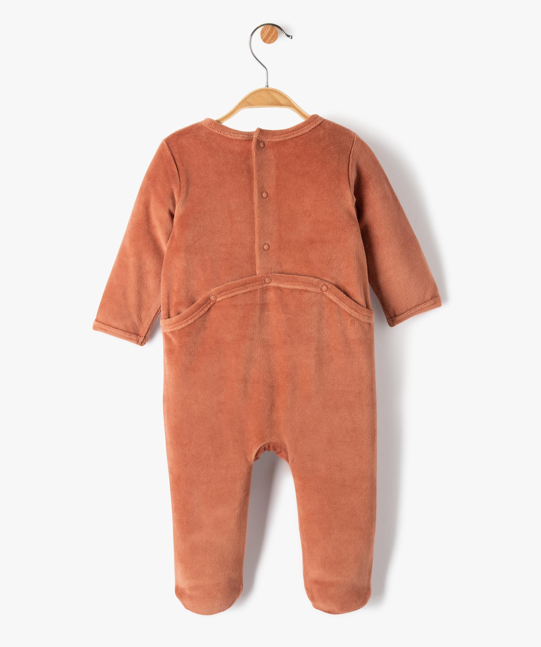 Pyjama bébé fille en velours à message rose fonce | GEMO
