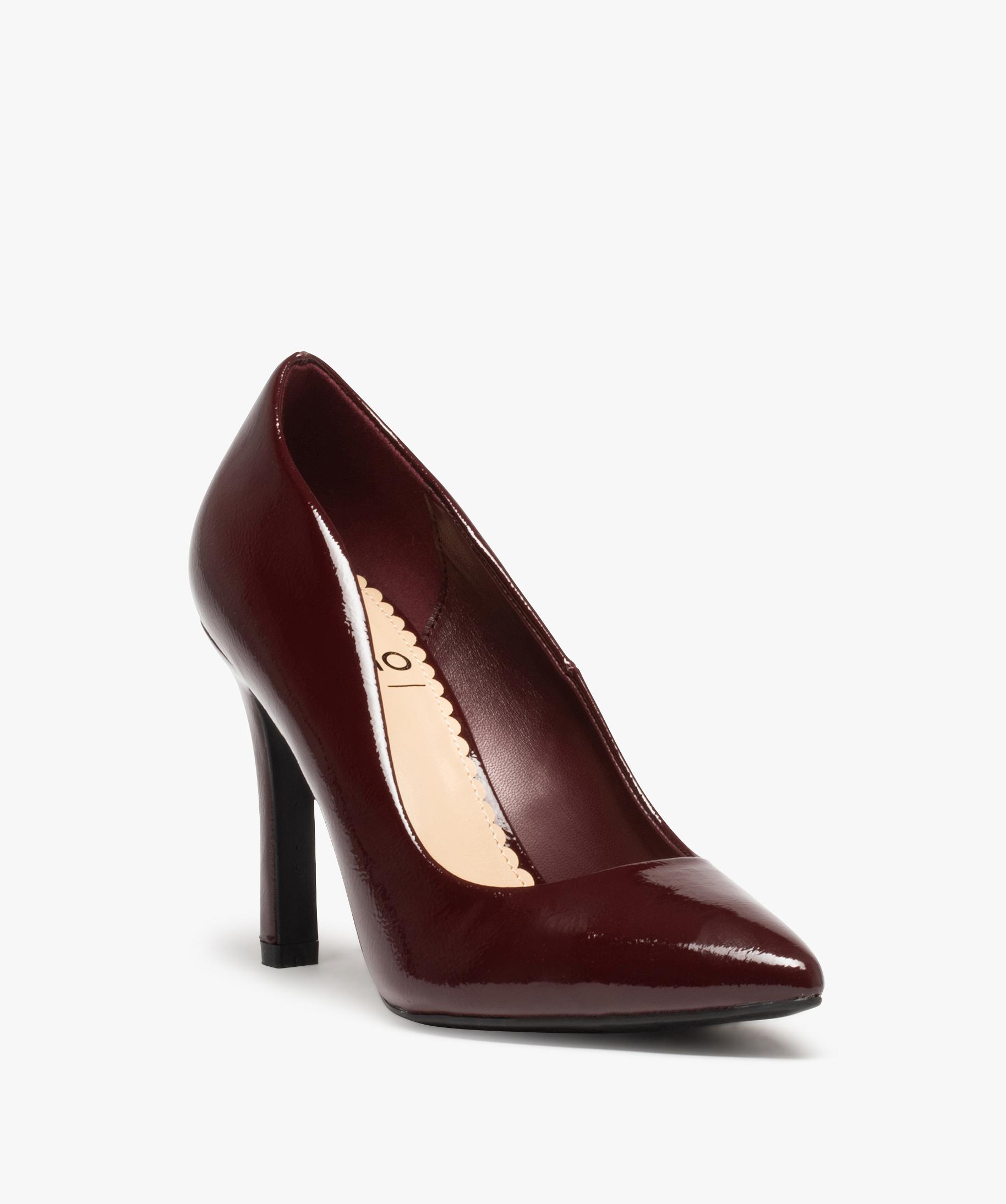 Escarpins femme vernis à talon aiguille et bout pointu rouge fonce | GEMO