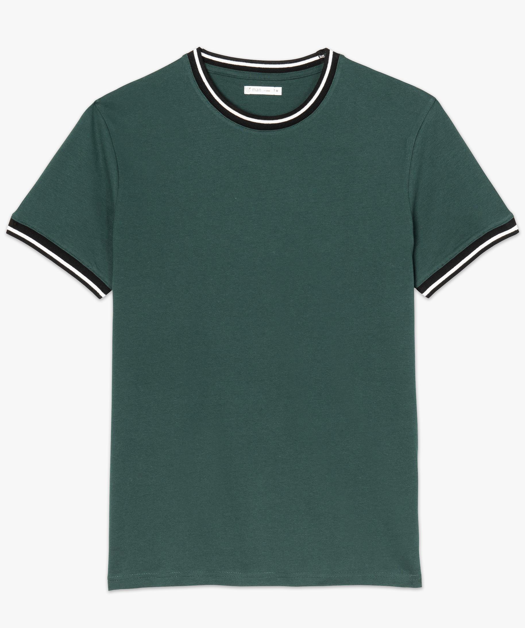 Tee-shirt homme avec finitions en bord-côte bicolore | GEMO