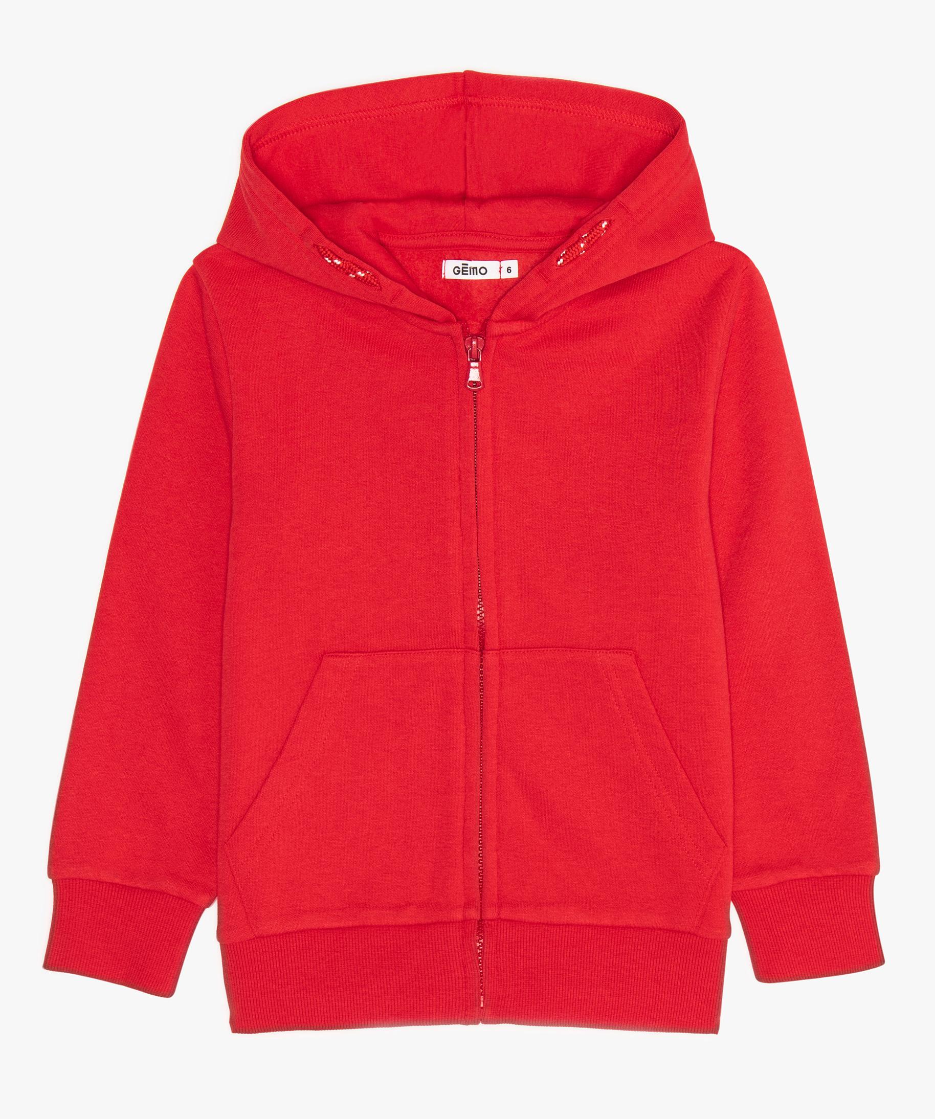 Sweat zippé et molletonné à capuche garçon rouge | GEMO