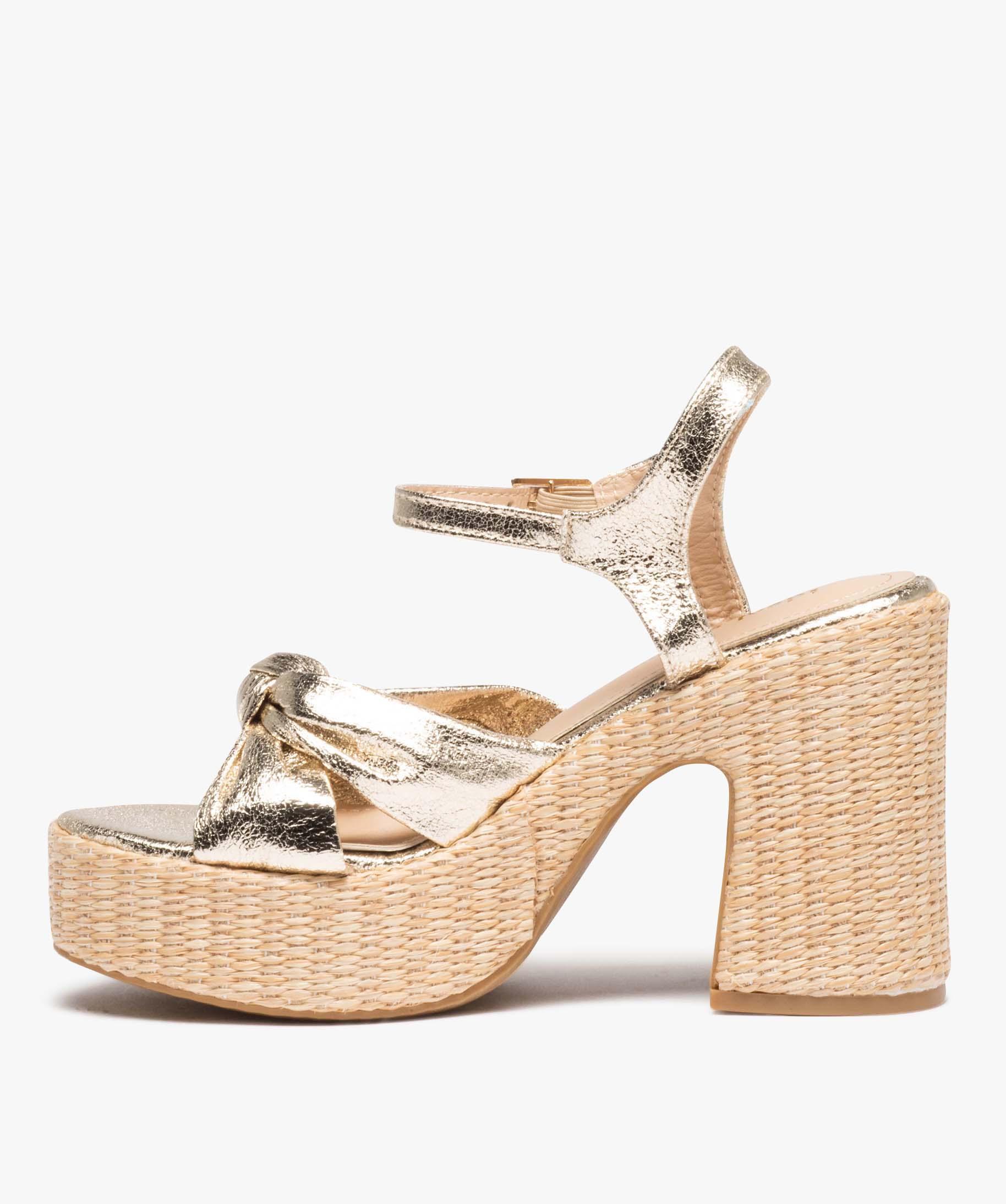 Sandales femme à semelle plateforme et bride souple métall... or | GEMO