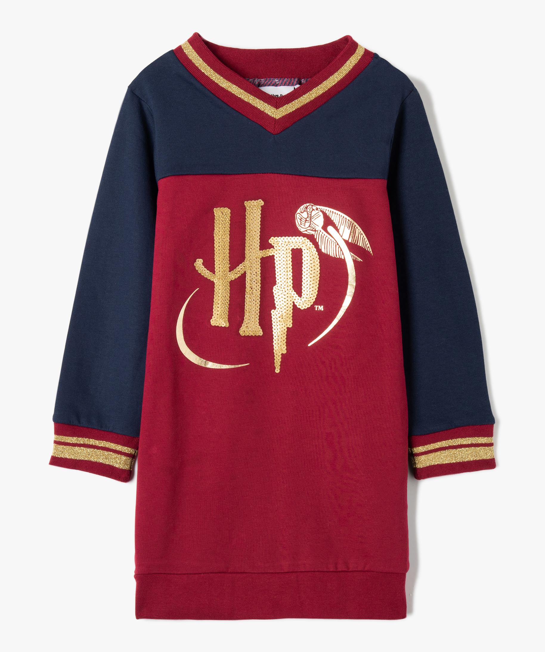 Robe fille en matière sweat à détails pailletés - Harry ... rouge | GEMO