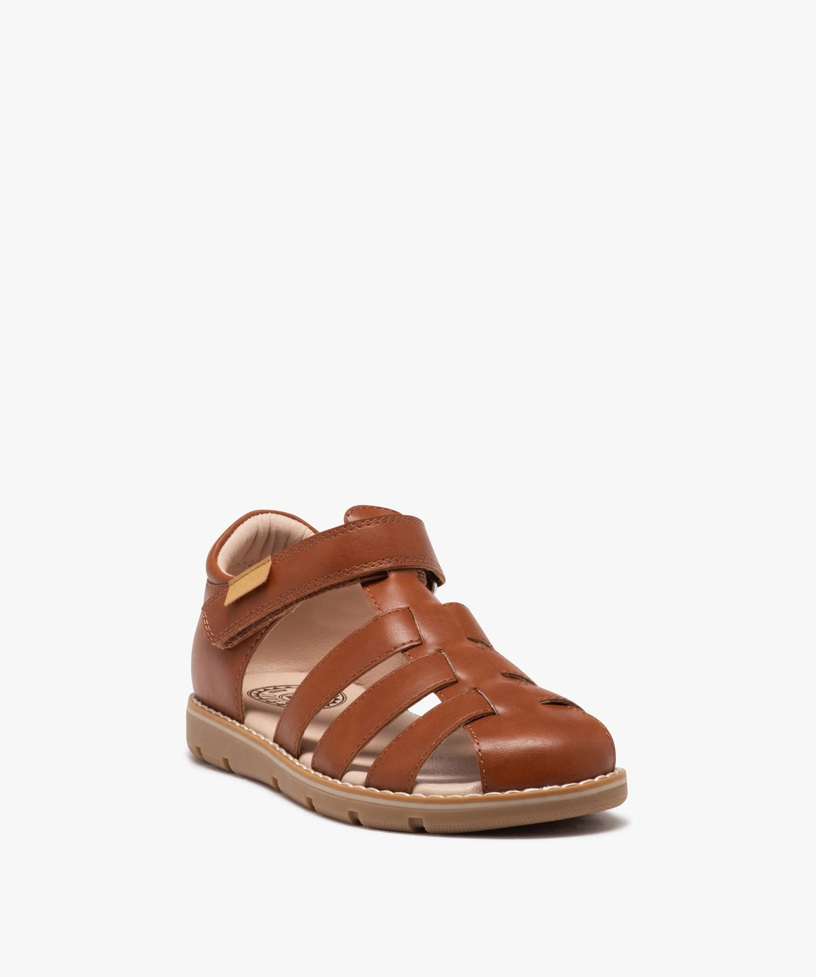Sandales garçon avec brides unies et à scratch - Buggy Shoes marron | GEMO