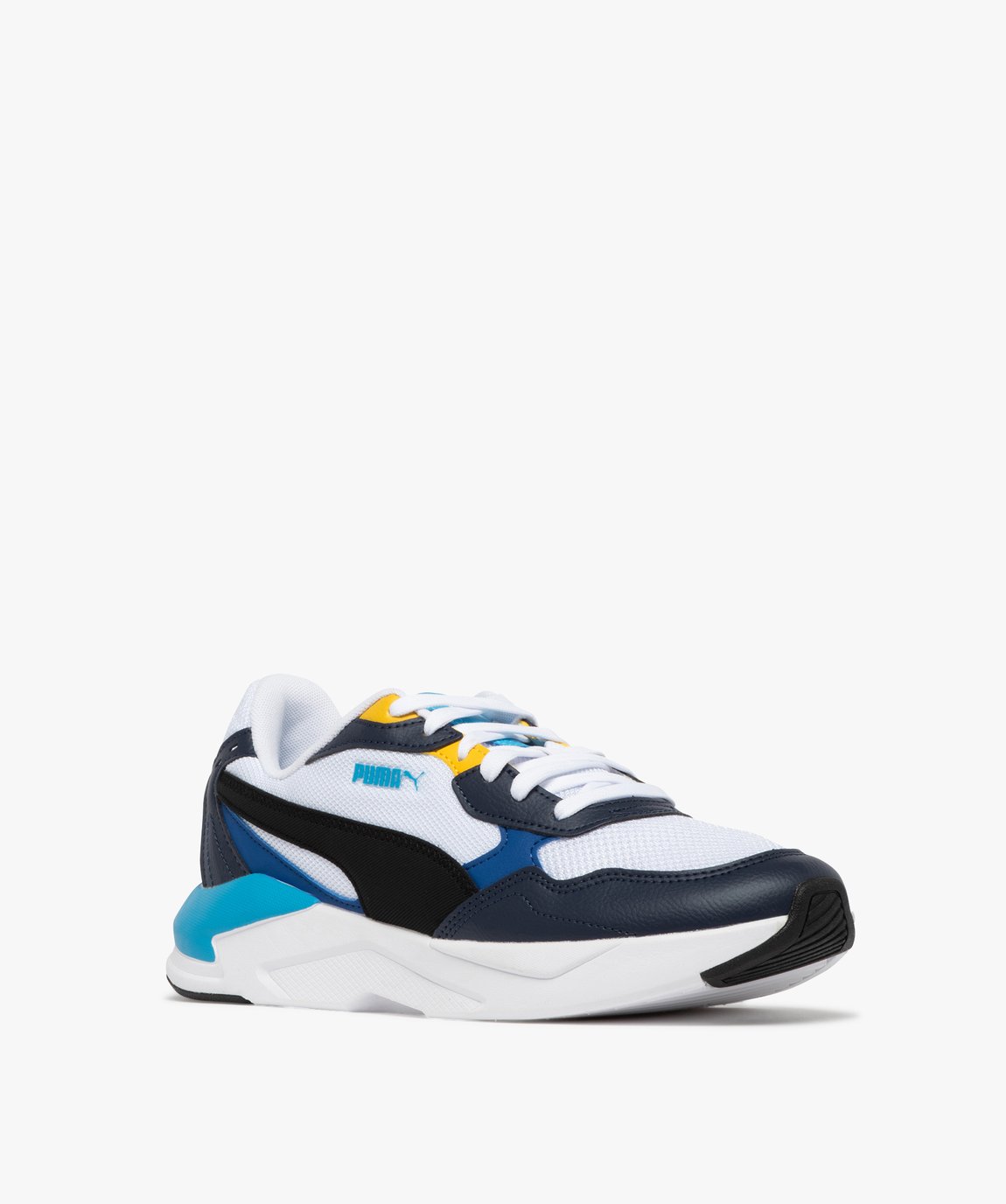 Baskets homme en mesh contrasté et à lacets style running ... blanc | GEMO