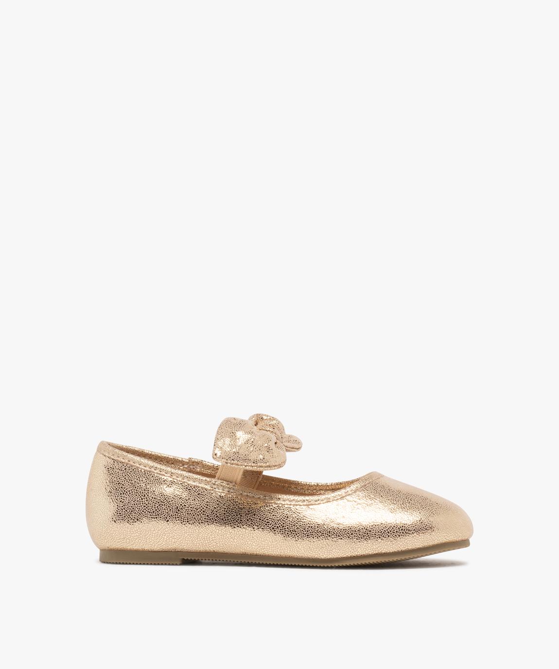 Ballerines à bride élastique avec nœud décoratif fille dore | GEMO