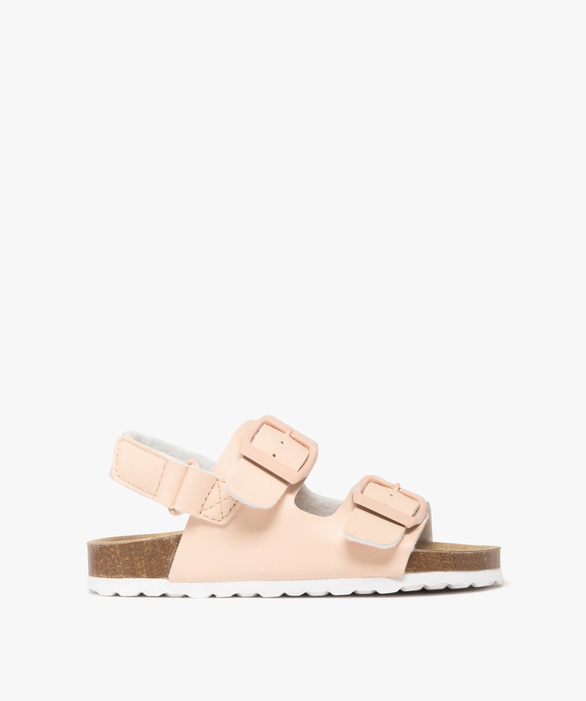 Sandales fille unies avec bride talon à scratch et brides l... rose | GEMO