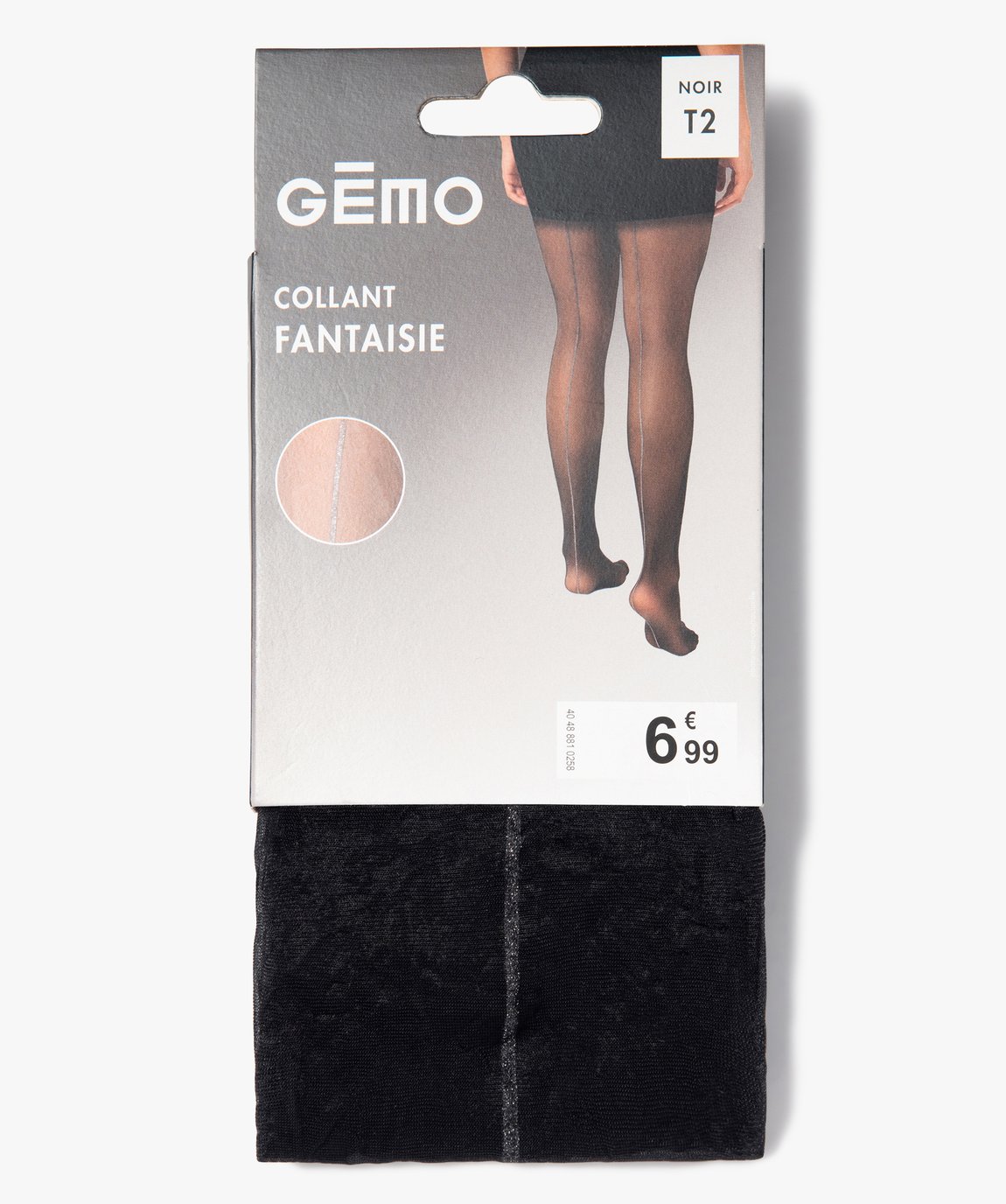 Collant fantaisie en voile transparent avec rayure arrière ... noir | GEMO