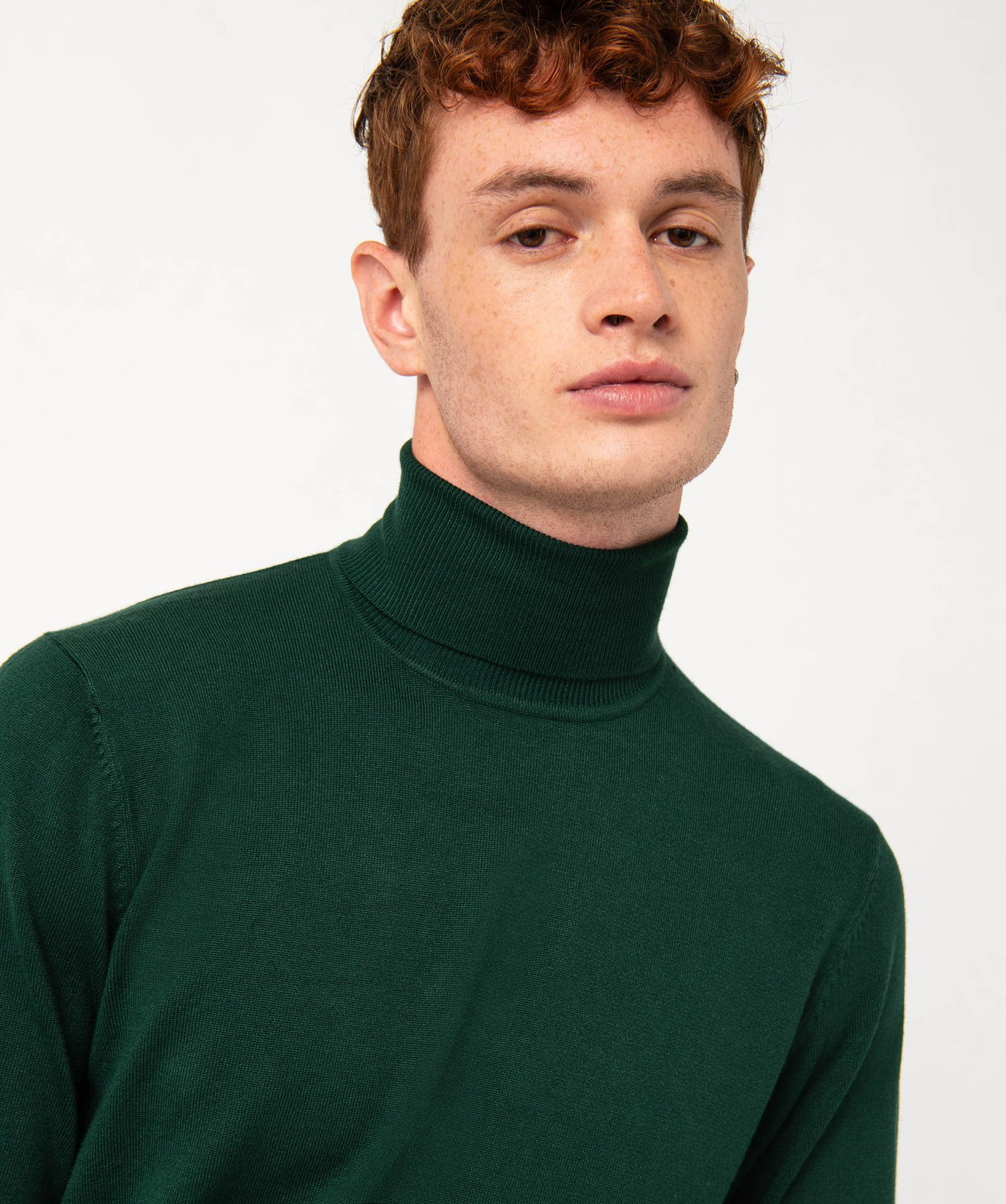 Pull à col roulé en maille fine homme vert | GEMO