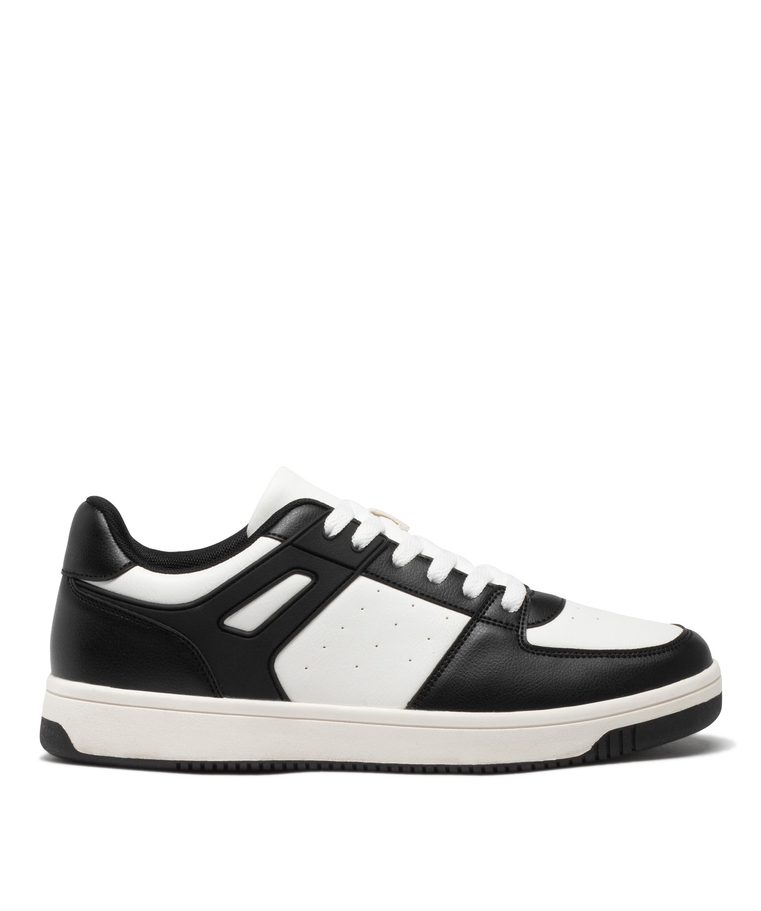 Baskets homme bicolores à lacets style rétro blanc | GEMO