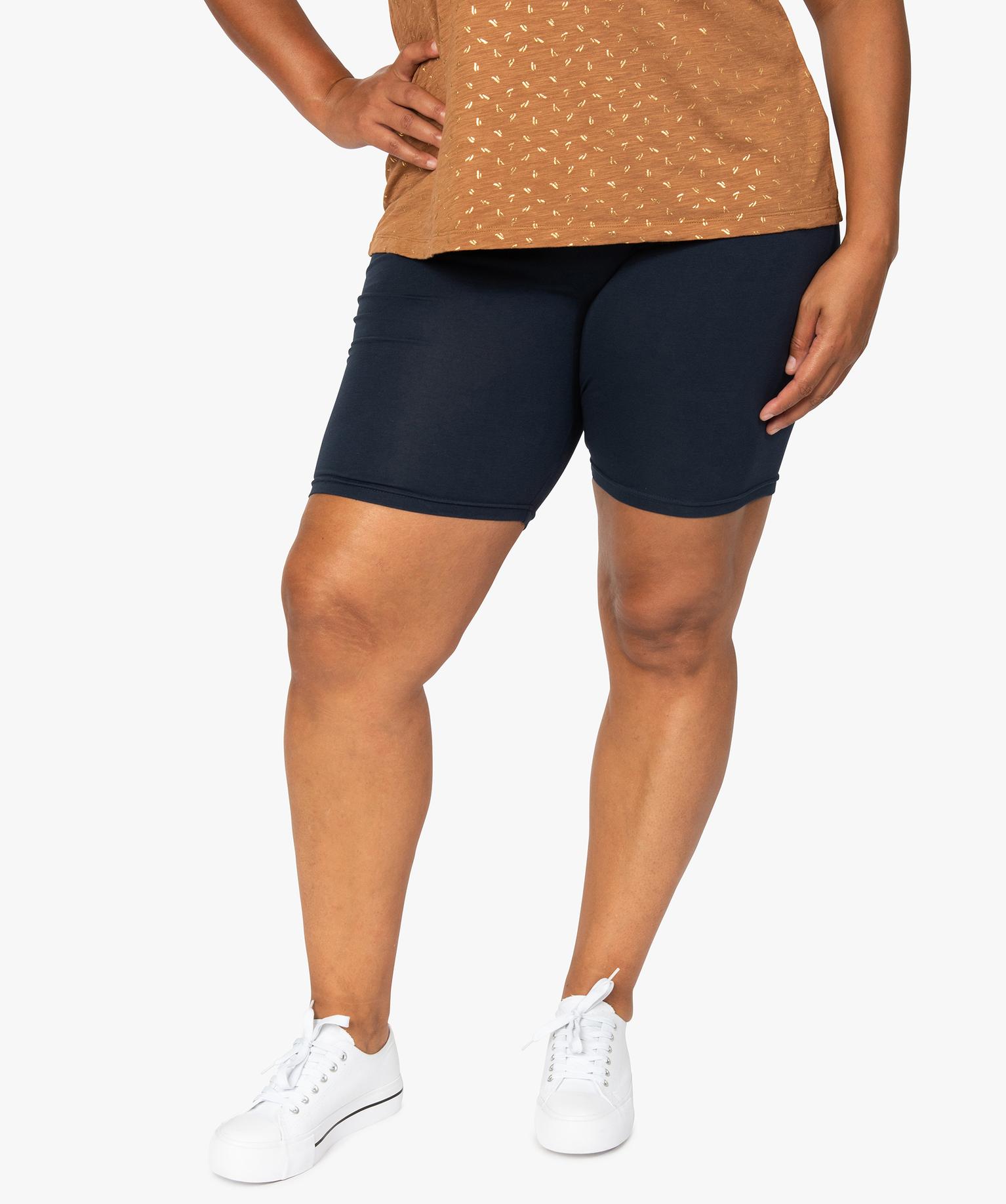 Short femme grande taille en maille à taille élastiquée navy | GEMO