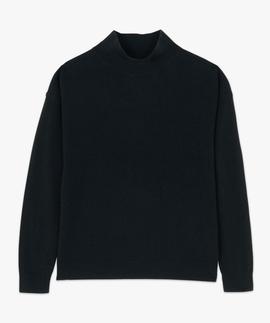 Pull à col montant en maille fine femme noir | GEMO