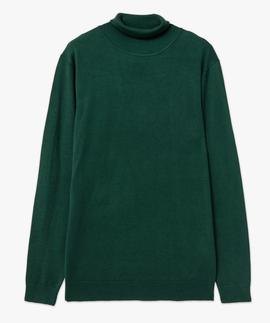 Pull à col roulé en maille fine homme vert | GEMO