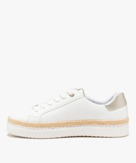 Baskets femme unies avec liseré corde contrastant - Tom Tailor blanc | GEMO