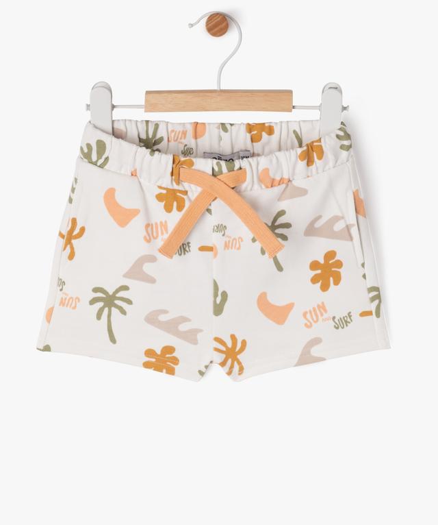 Short en maille à motifs estivaux bébé garçon blanc | GEMO