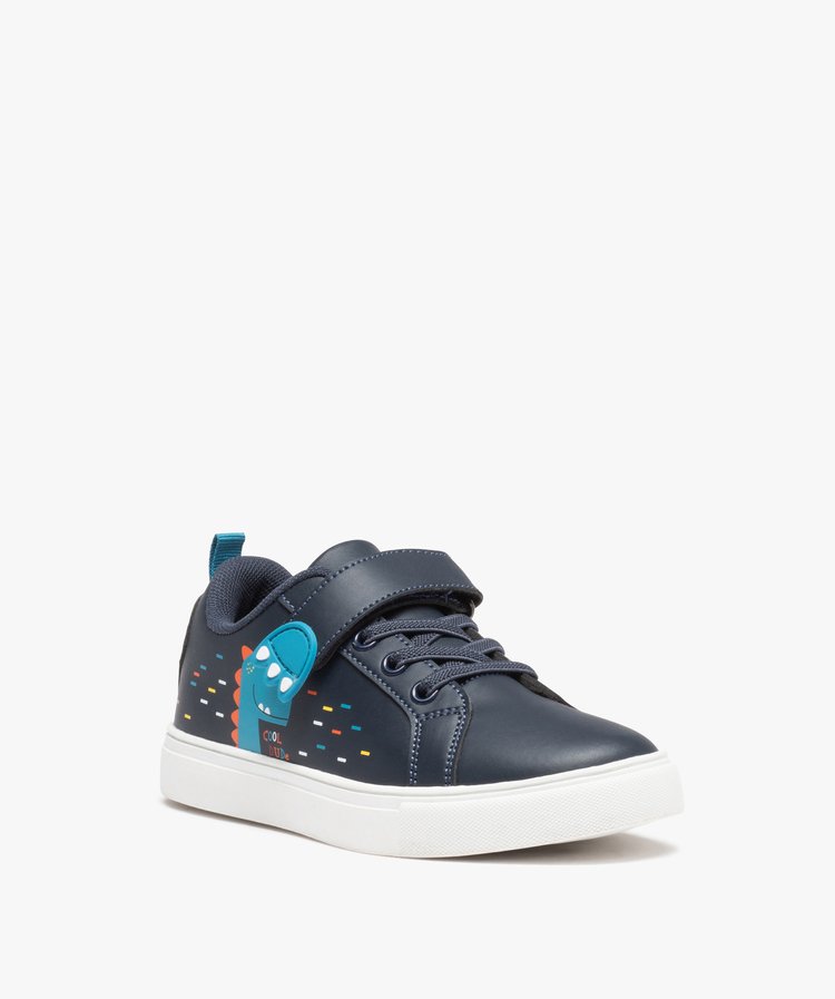 Baskets garçon unies détail dinosaure du 31 au 36 bleu fonce | GEMO Baskets garçon unies détail dinosaure du 31 au 36 bleu fonce | GEMO