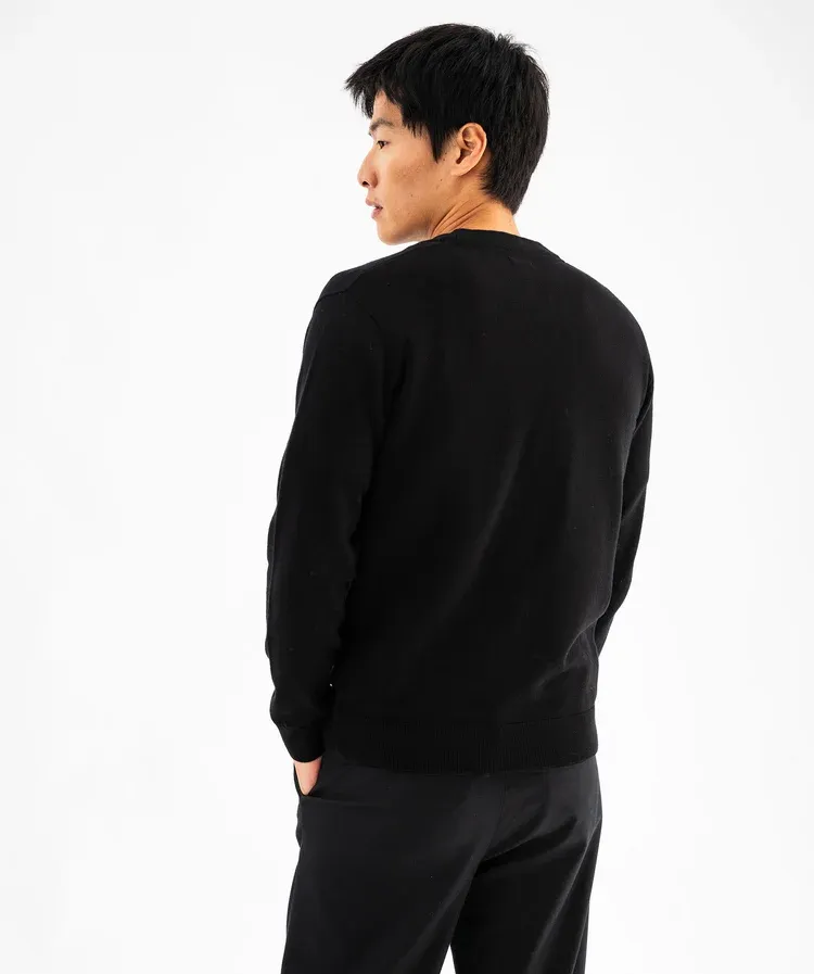 Gilet à col V en maille fine homme noir | GEMO