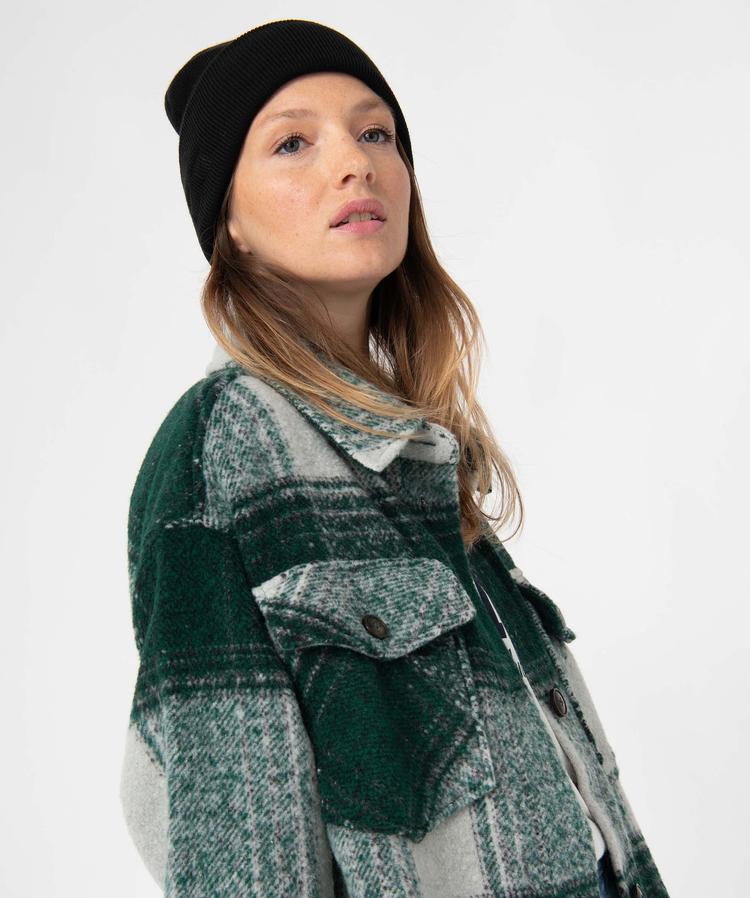 Manteau femme à carreau coupe chemise - Camps United vert | GEMO