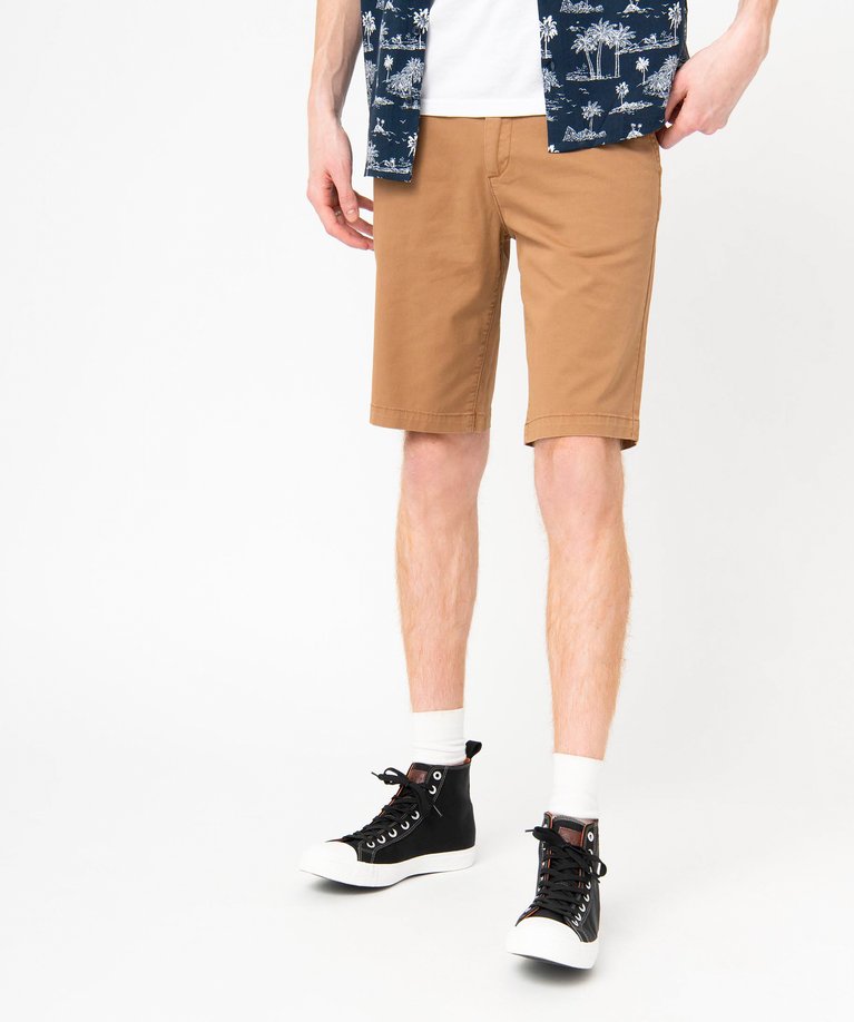 Bermuda coupe chino en toile stretch homme marron | GEMO